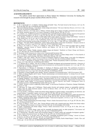 Bibliometric analysis highlighting the role of women in addressing ...