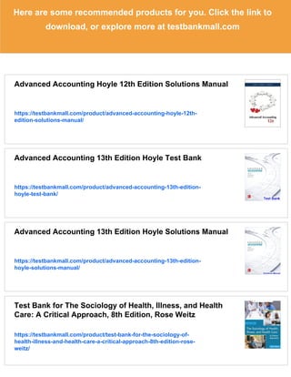 Advanced Accounting Hoyle 12th Edition Test Bank | PDF