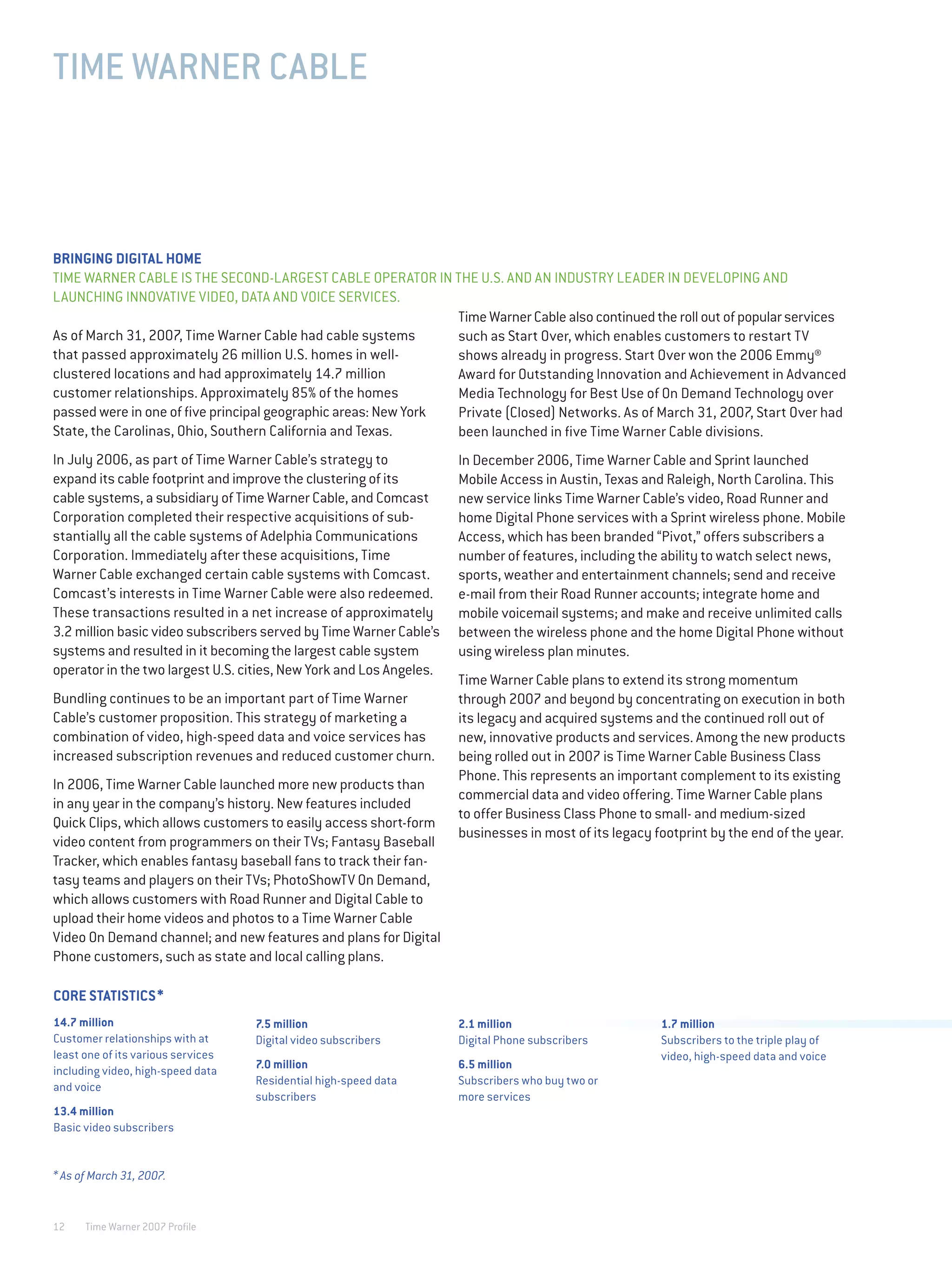 time warner 2007 Factbook | PDF