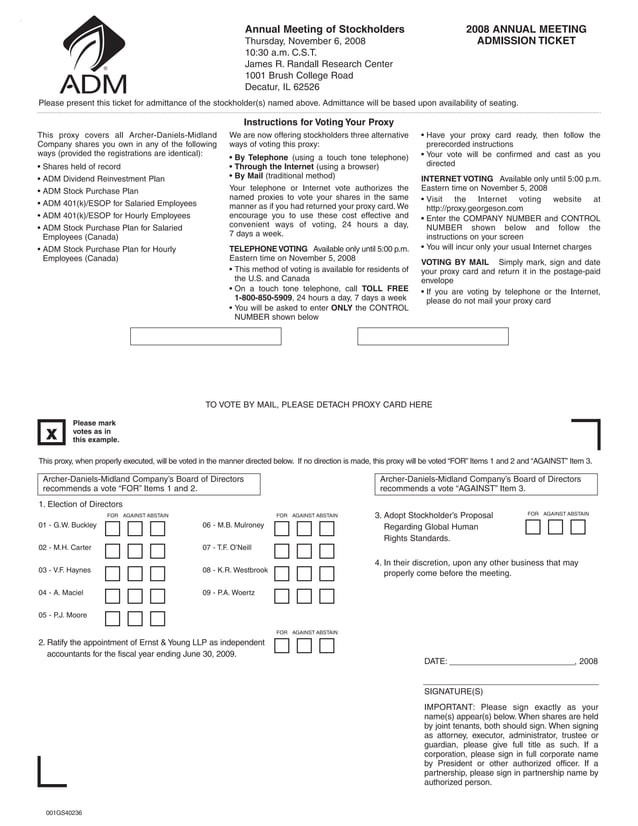 ADM Proxy Card | PDF