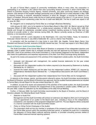 fannie mae Proxy Statement 2001 | PDF