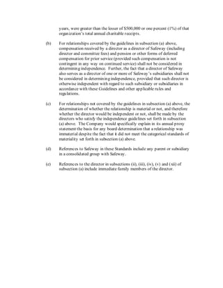 safeway Corporate Governance Guidelines | PDF