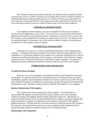 safeway Code of Business Conduct and Ethics | PDF