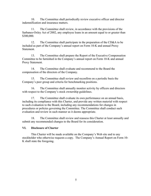 safeway Compensation Committee Charter | PDF