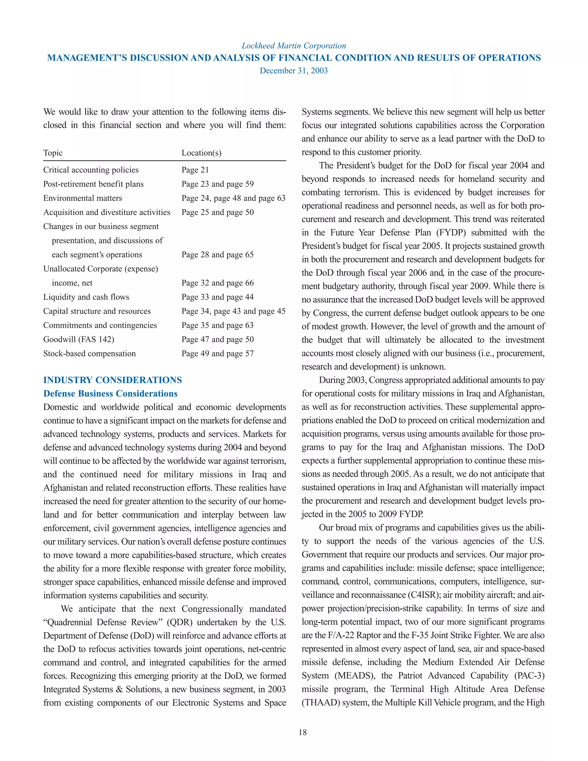 lockheed martin 2003 Annual Report | PDF