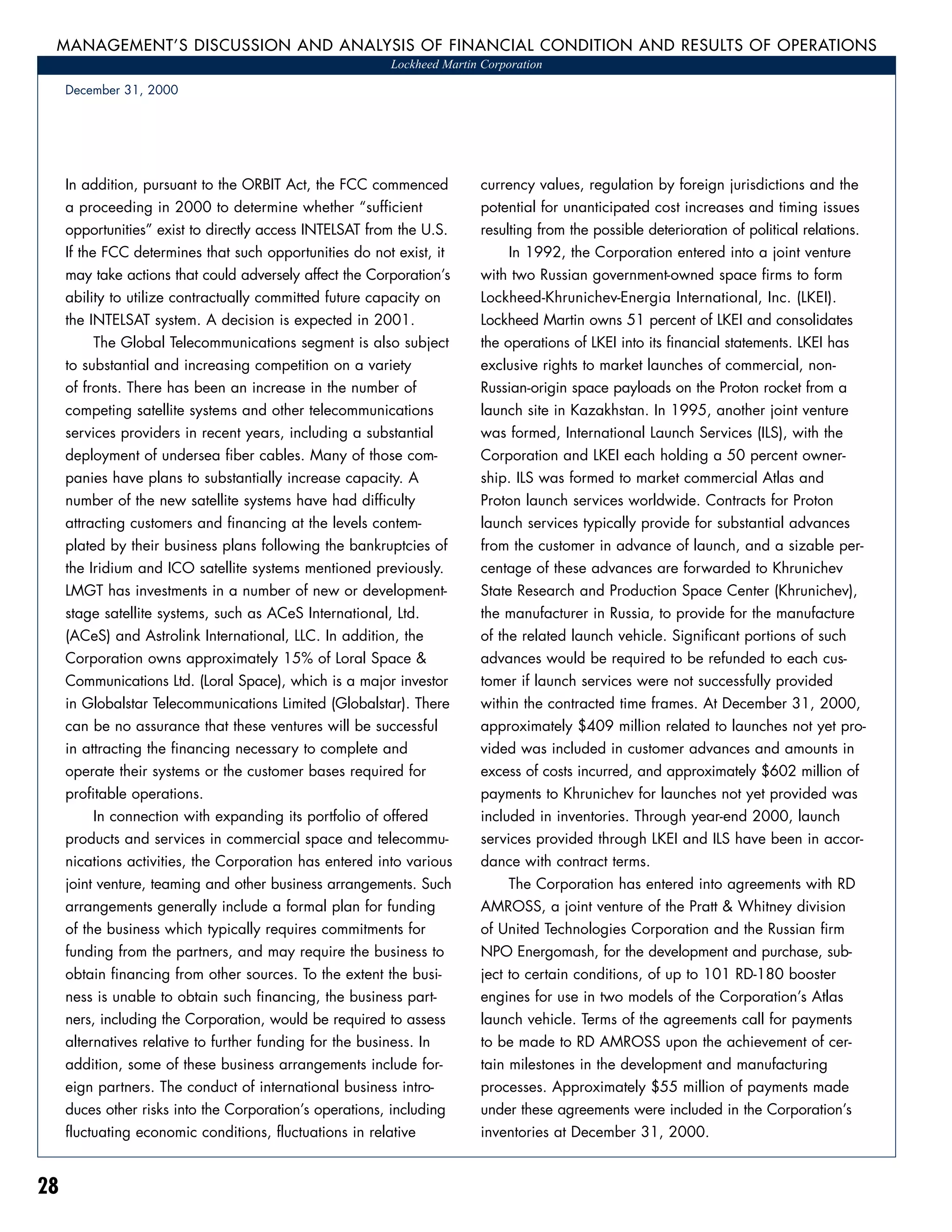 lockheed martin 2000 Annual Report | PDF