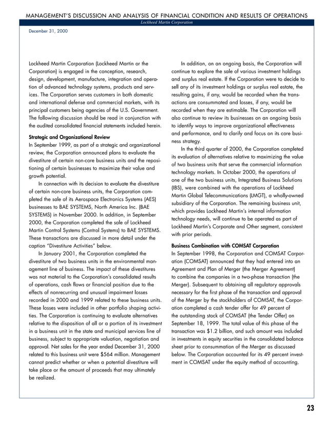 lockheed martin 2000 Annual Report | PDF