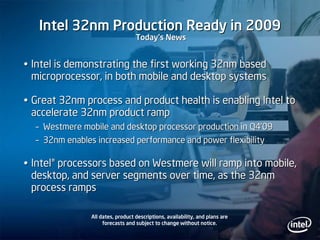 intel Steve Smith 32nm Presentation | PDF | Desktops | Computing