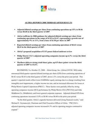 altria group Quarter Results 2008 3rd | PDF