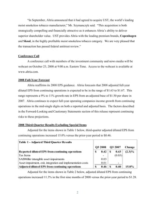 altria group Quarter Results 2008 3rd | PDF