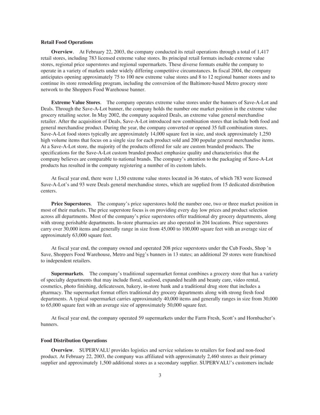 supervalu annual report 2003 | PDF
