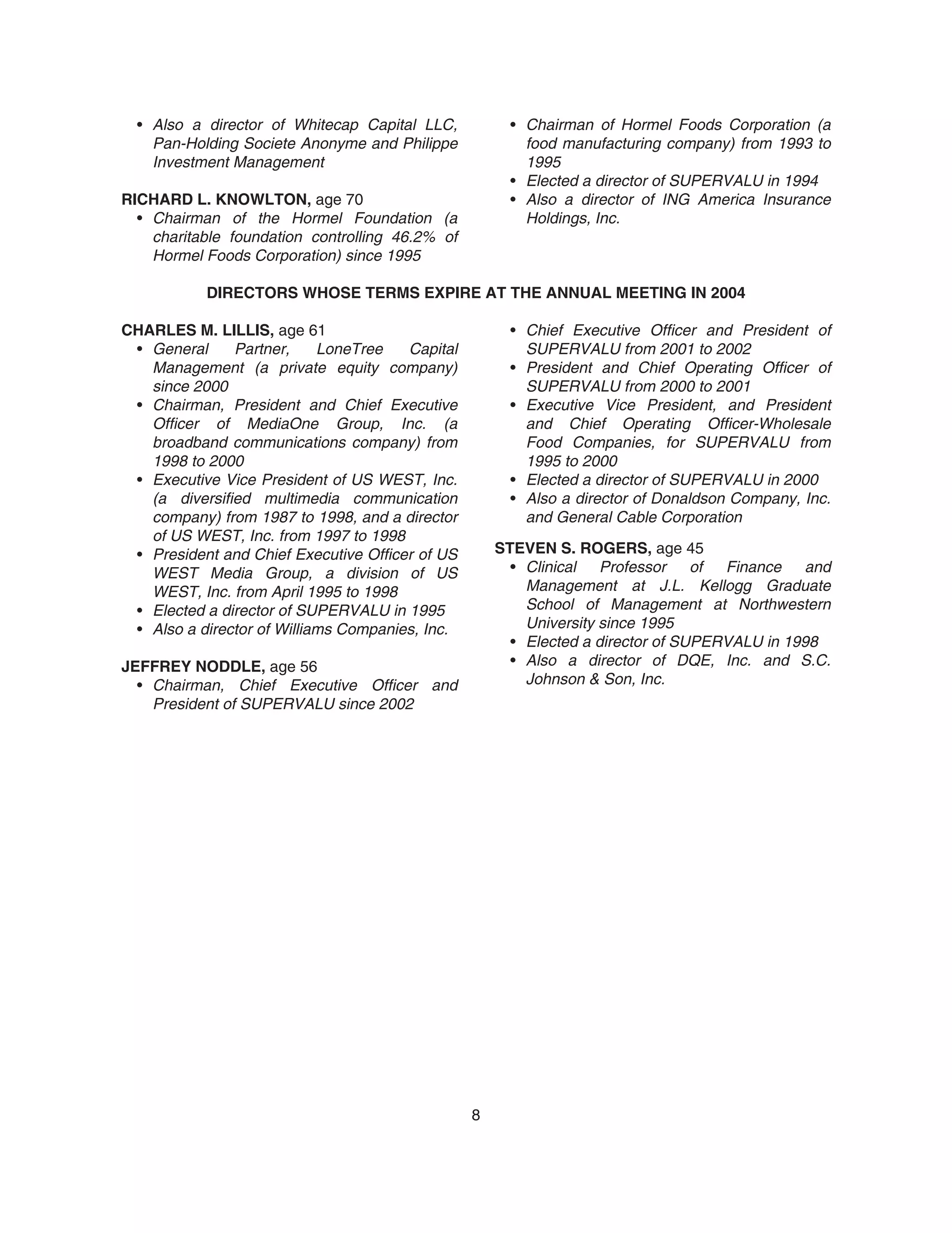 supervalu Proxy Statements2003 | PDF