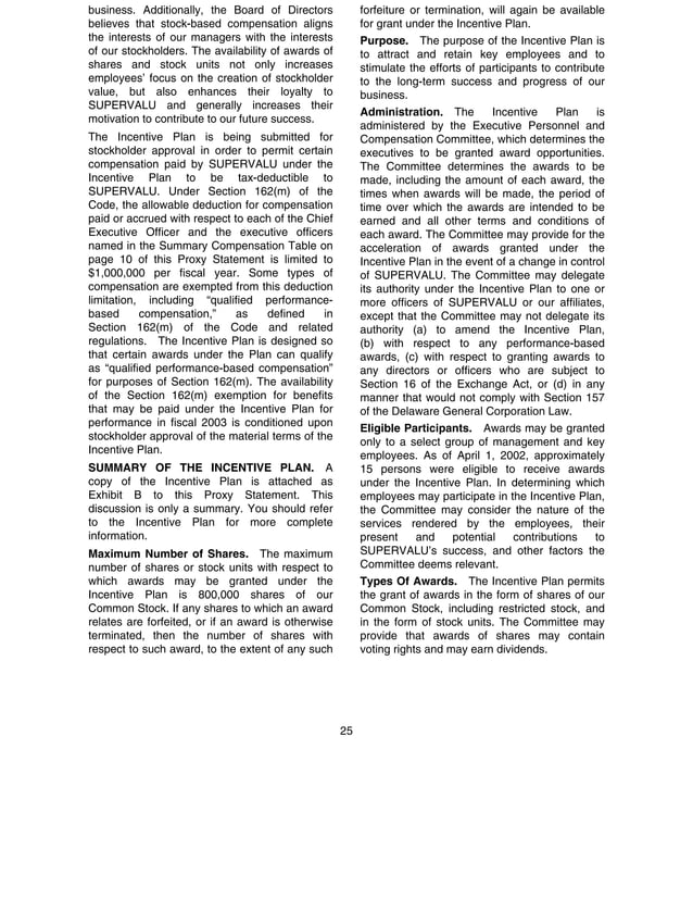 supervalu Proxy Statements 2002 | PDF