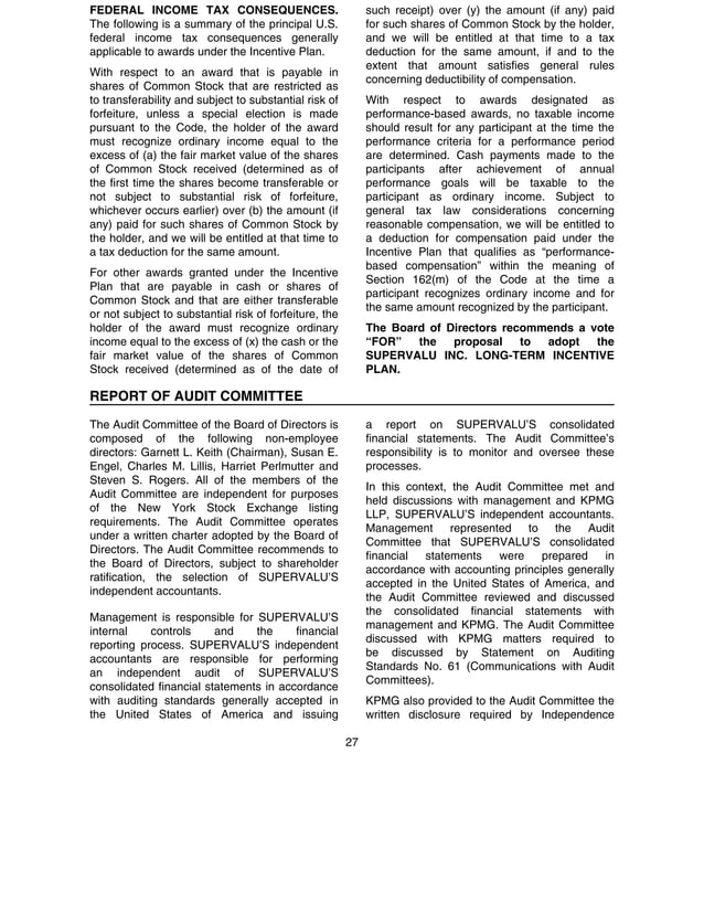 supervalu Proxy Statements 2002 | PDF