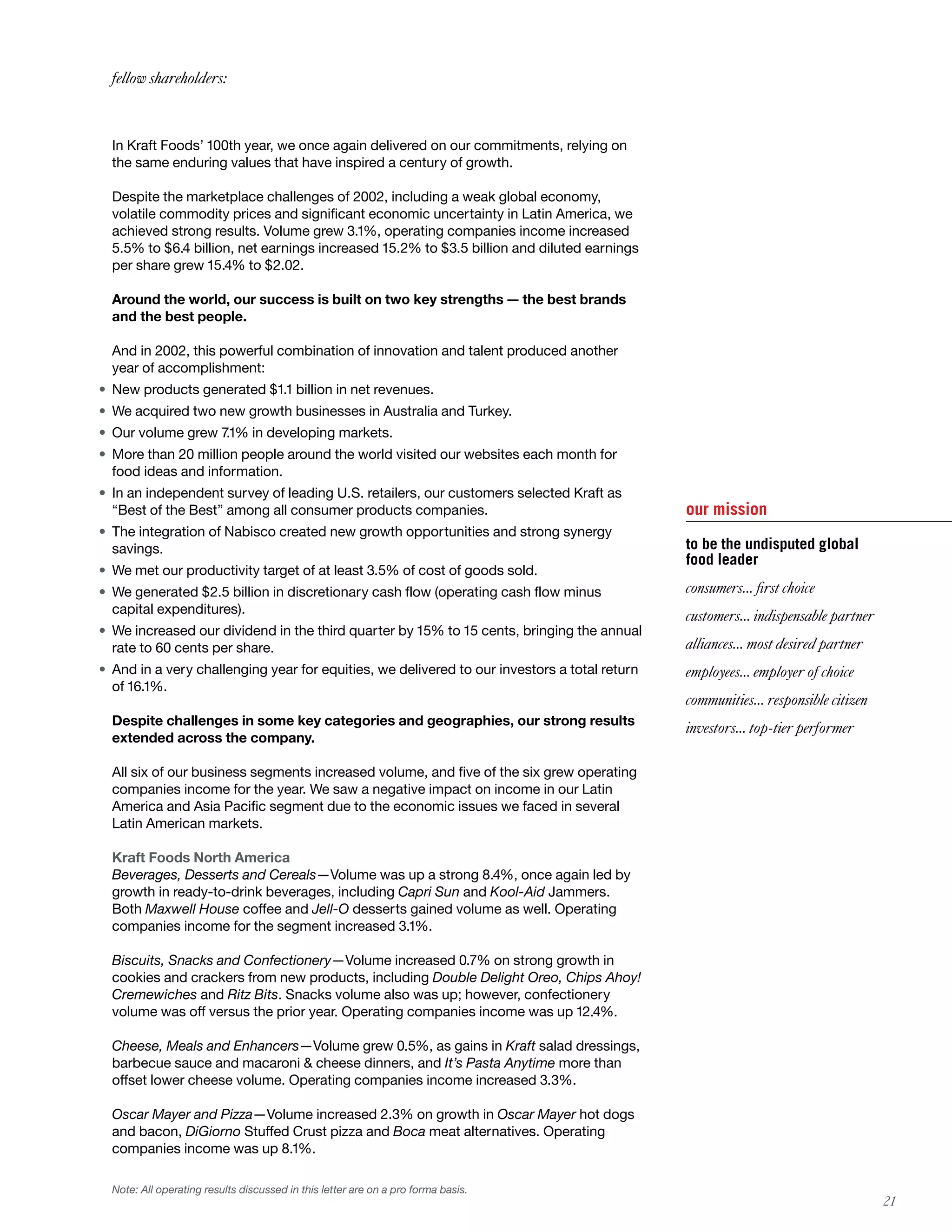 kraft foods Annual Reports 2002 | PDF