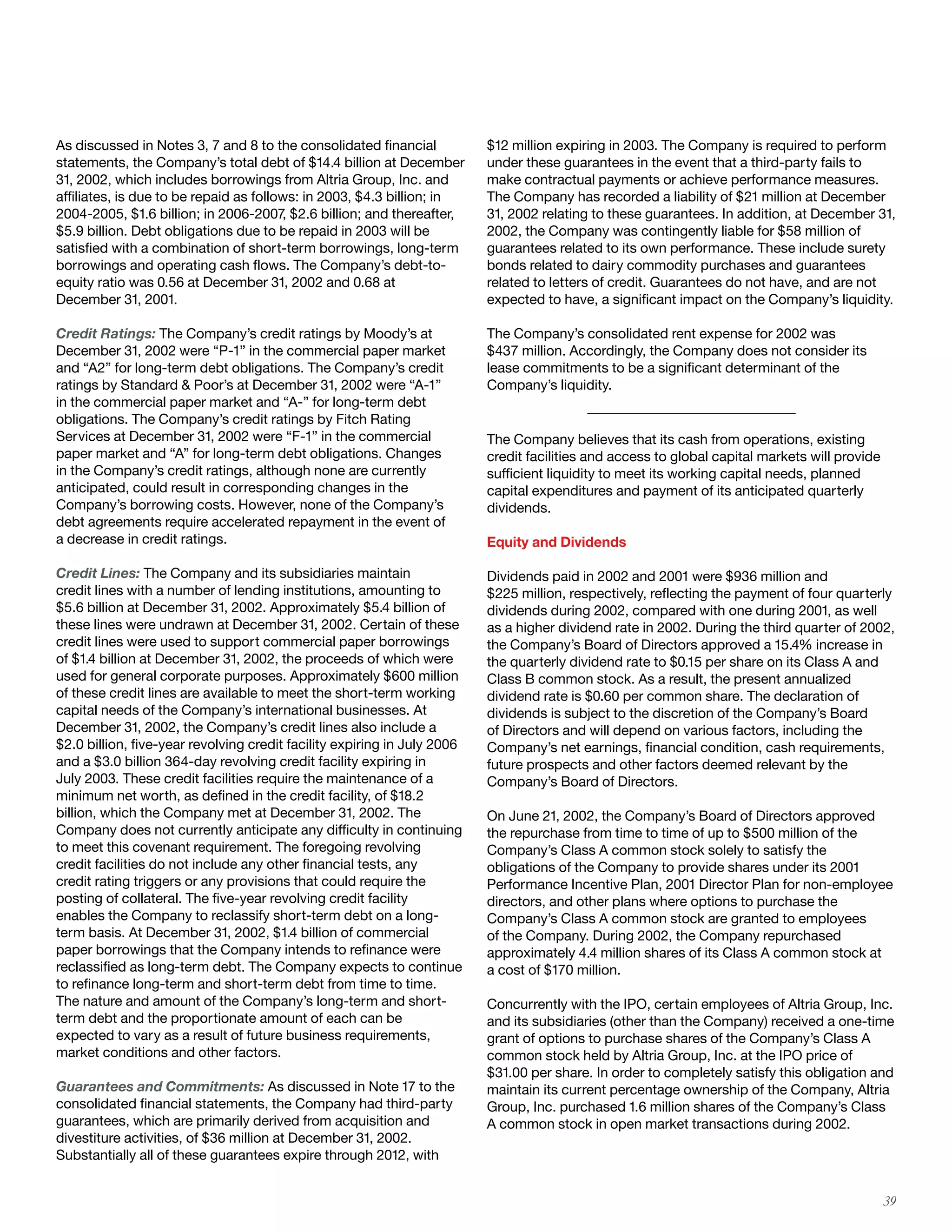 kraft foods Annual Reports 2002 | PDF
