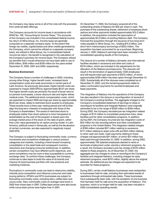 kraft foods Annual Reports 2002 | PDF