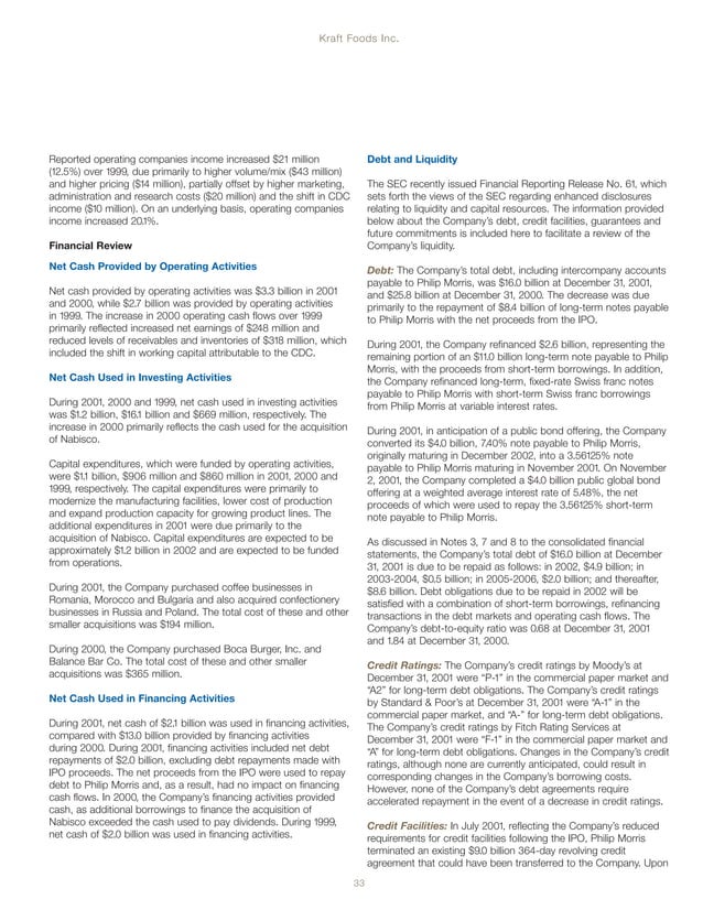 kraft foods Annual Reports 2001 | PDF
