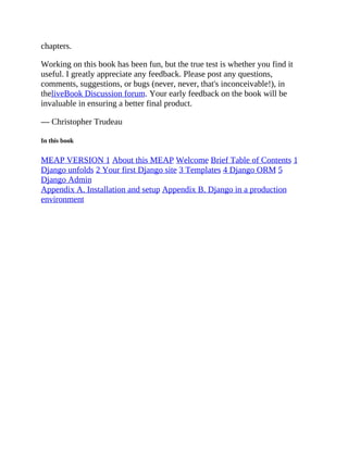Django in Action (MEAP V01) Christopher Trudeau | PDF