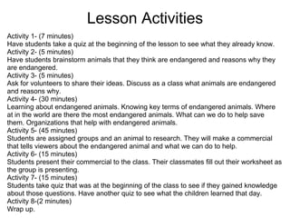 Endangered Animals Unit | PPT | Zoos & Aquariums | Attractions