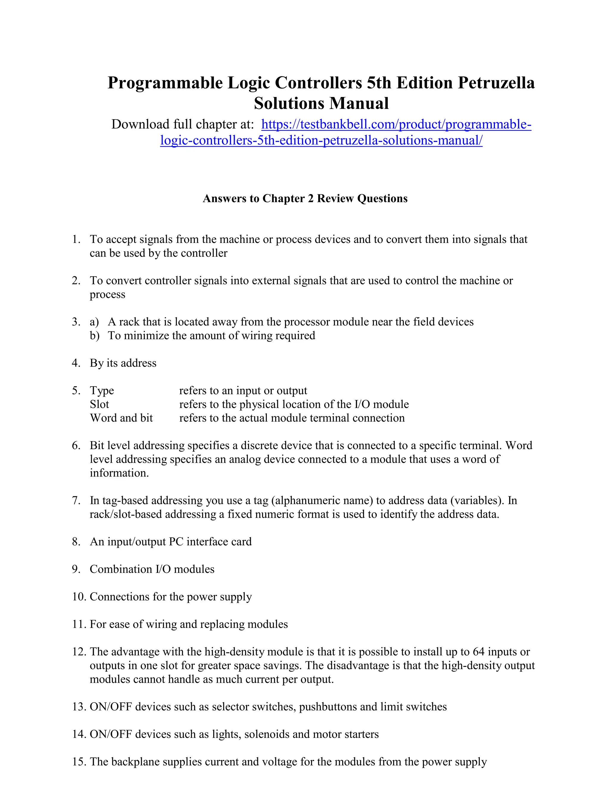 Programmable Logic Controllers 5th Edition Petruzella Solutions Manual ...