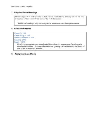 SSH_3310U syllabus | DOCX | Educational Assessment | Education