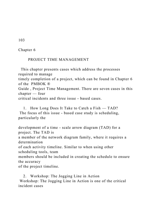 103Chapter 6 PROJECT TIME MANAGEMENT .docx