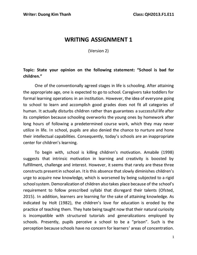 Writing assignment 1 (Ver 2) | PDF