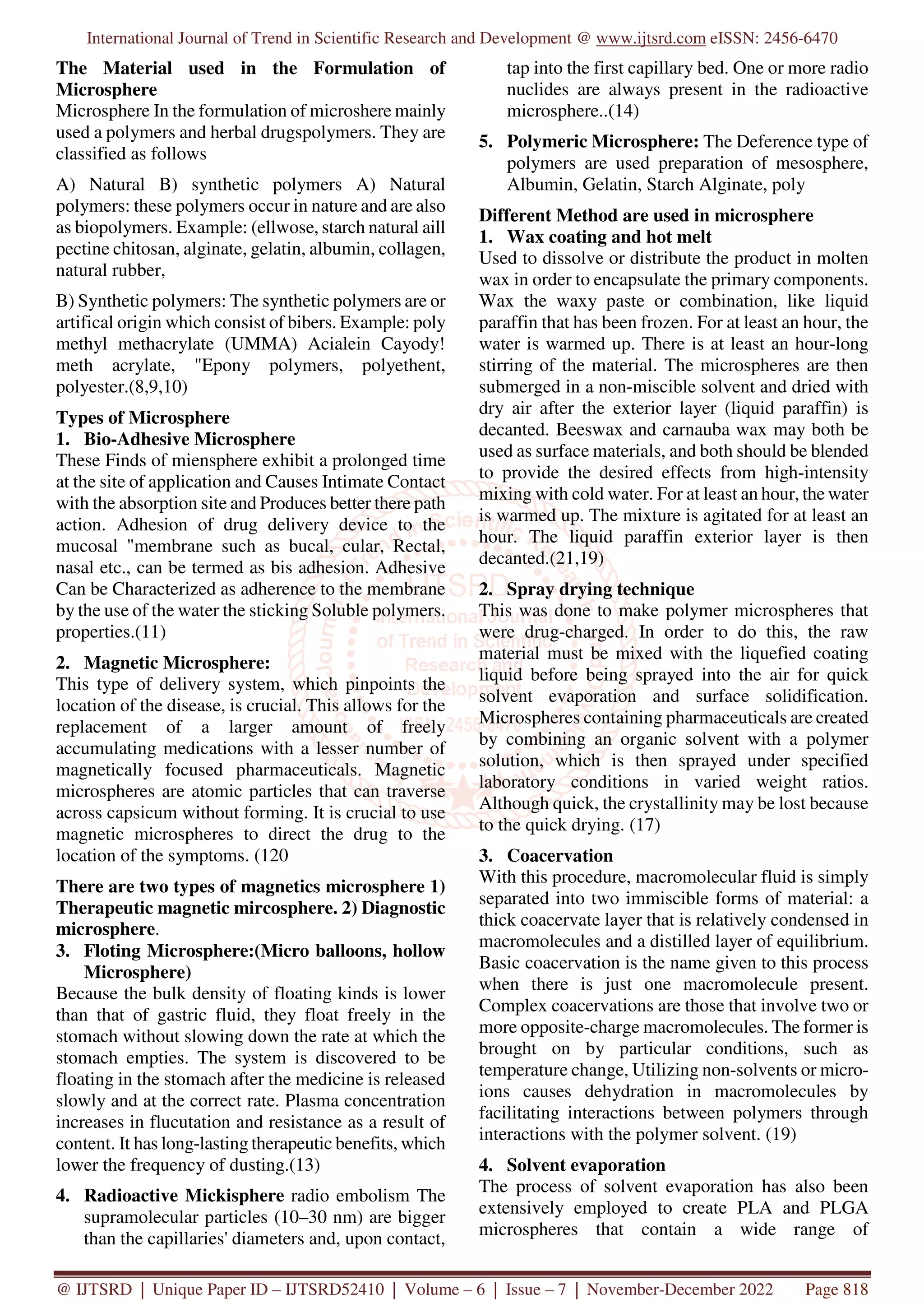 Novel Herbal Drug Microsphere Types of Preparation Characterization and ...