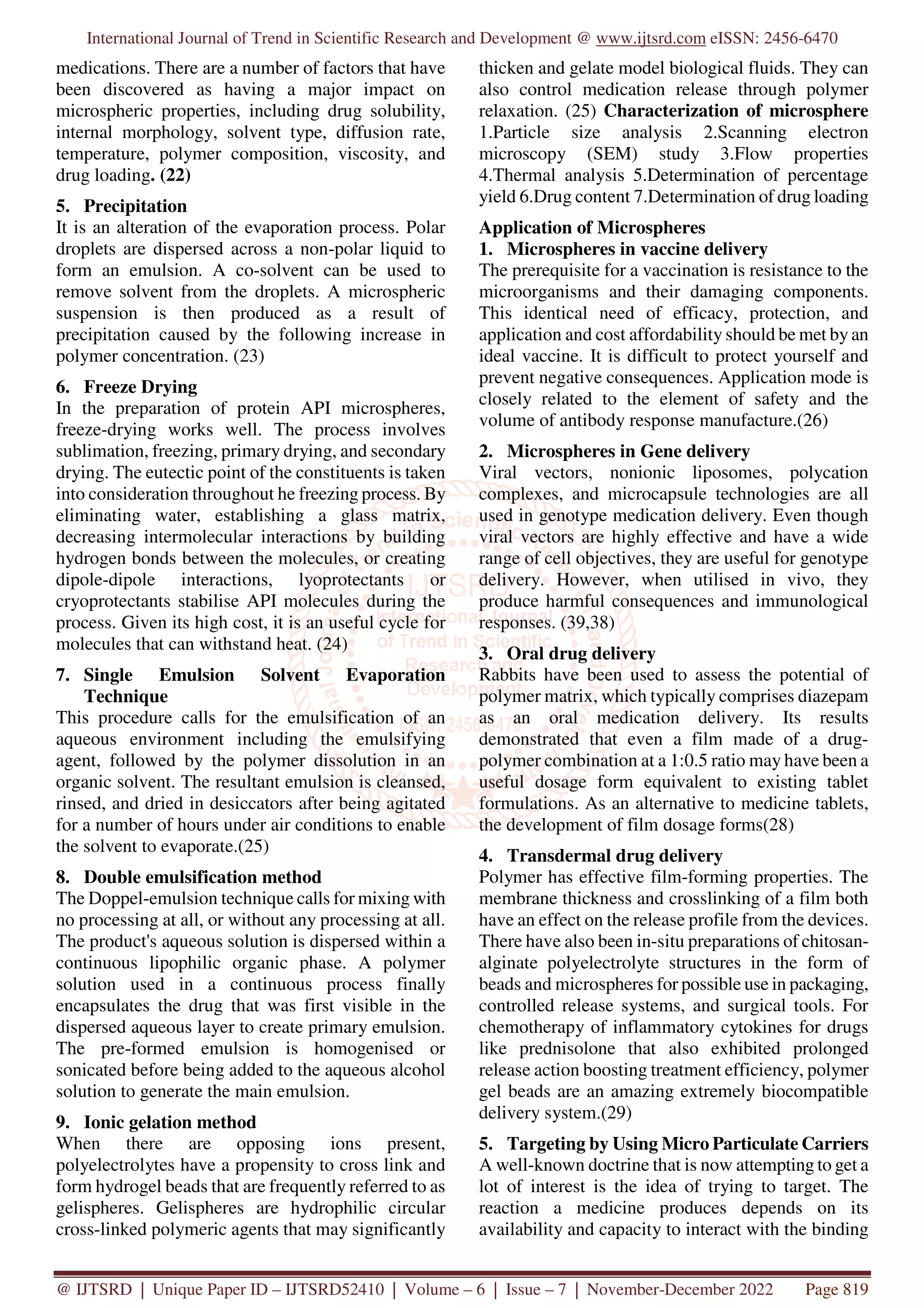 Novel Herbal Drug Microsphere Types of Preparation Characterization and ...