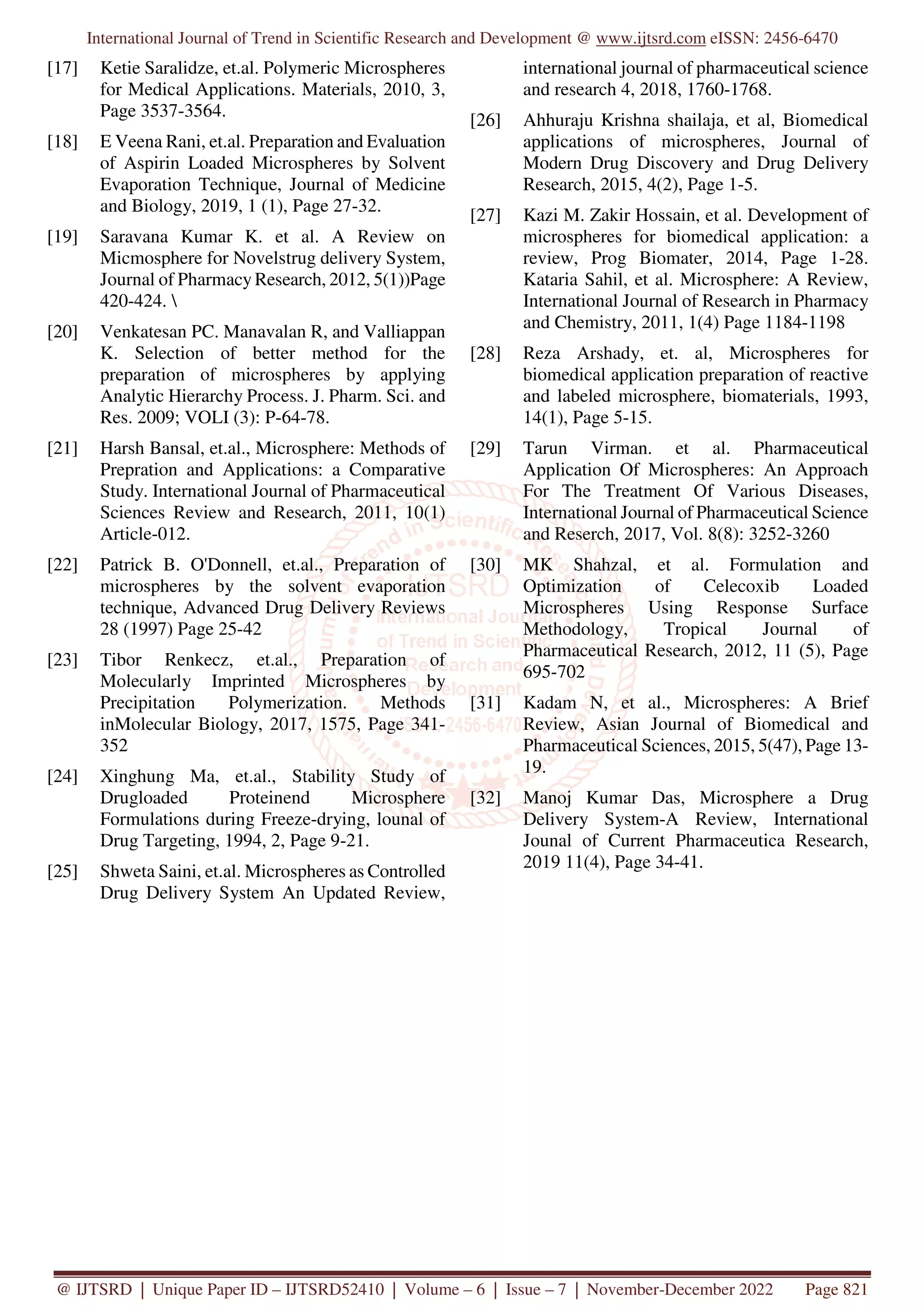 Novel Herbal Drug Microsphere Types of Preparation Characterization and Application A Review | PDF