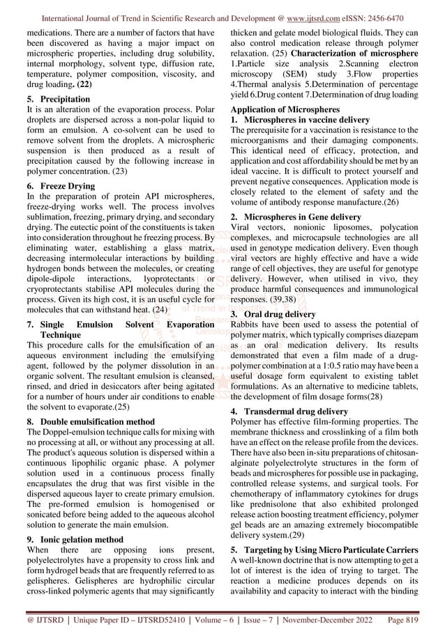 Novel Herbal Drug Microsphere Types of Preparation Characterization and Application A Review | PDF