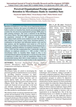 Perceived Organizational Prestige and Employee Retention in ...