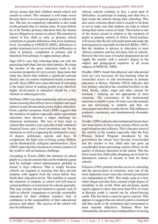 Socio Cultural Factors and Retention of Boy Child in Public Primary ...