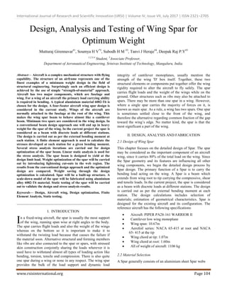 Design, Analysis and Testing of Wing Spar for Optimum Weight | PDF