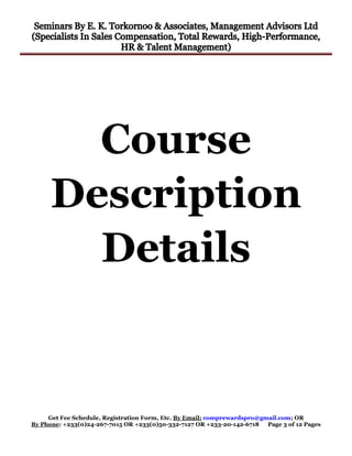 Course Description: Compensation & Total Rewards Fundamentals | PDF