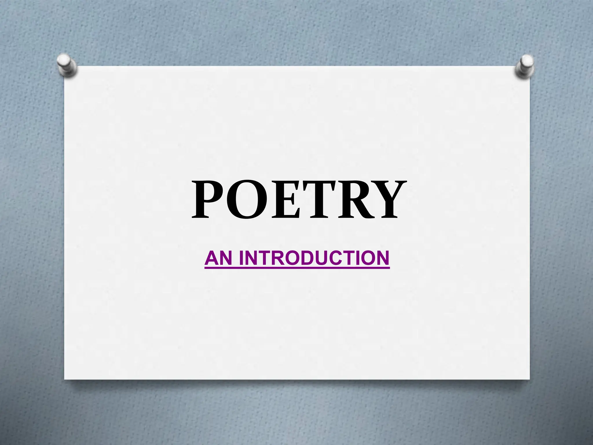 Introduction to poetry - A short story condensed | PPT