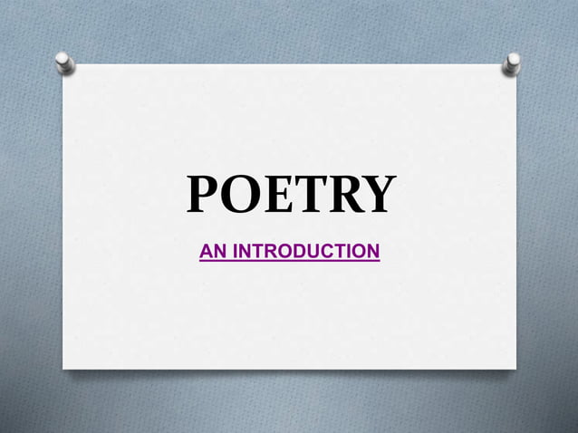 Introduction to poetry - A short story condensed | PPT