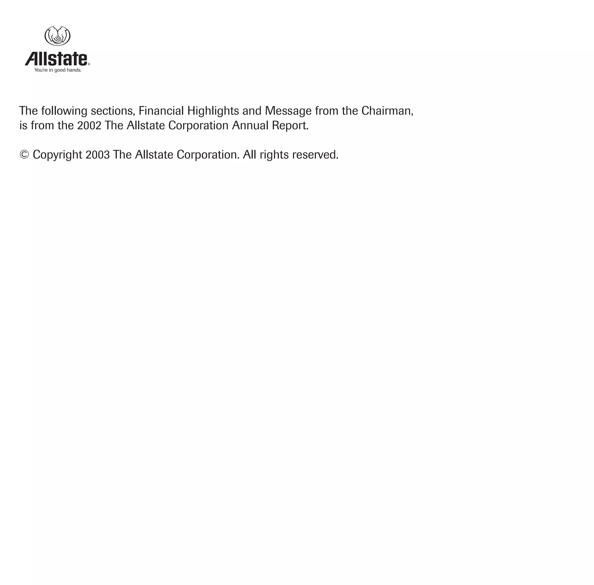 allstate Highlights & Chairman's Letter 2002 | PPT