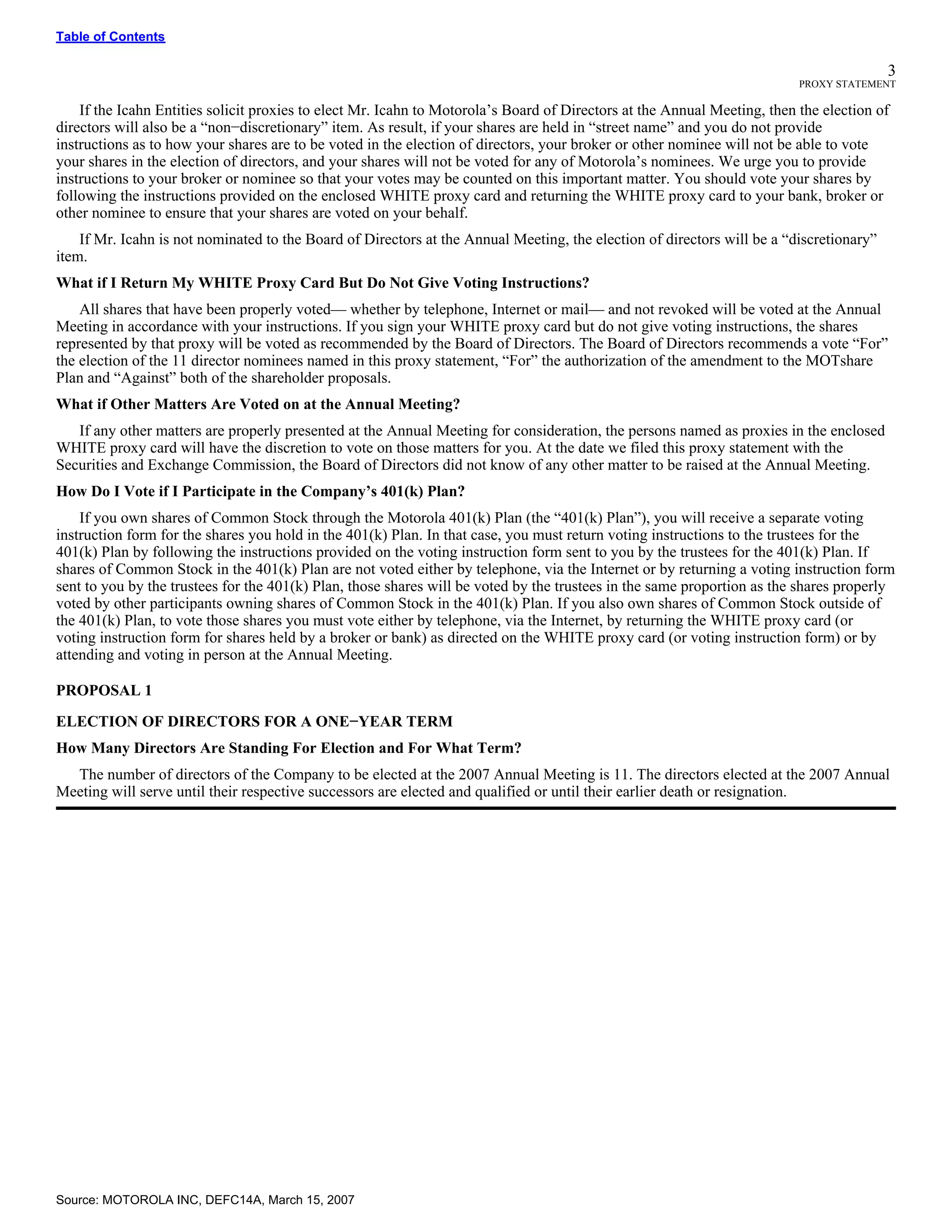 motorola 2007 Definitive Proxy Statement | PDF