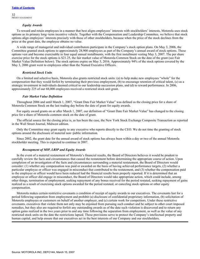 motorola 2007 Definitive Proxy Statement | PDF