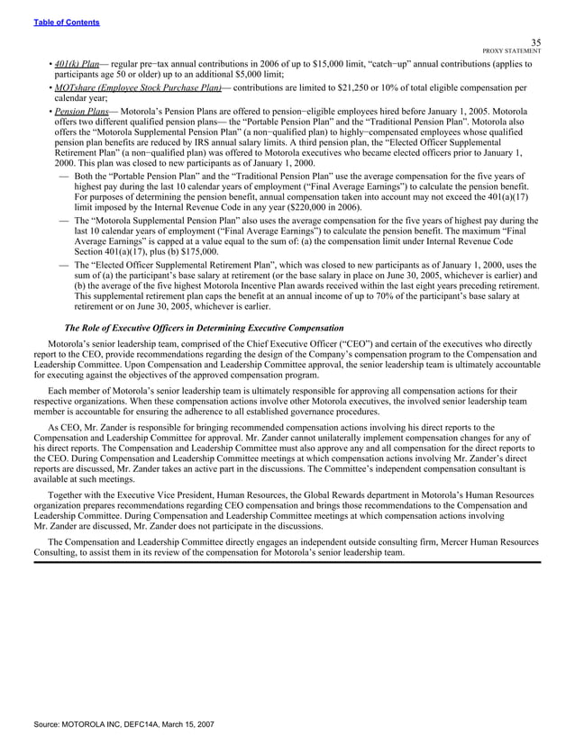 motorola 2007 Definitive Proxy Statement | PDF