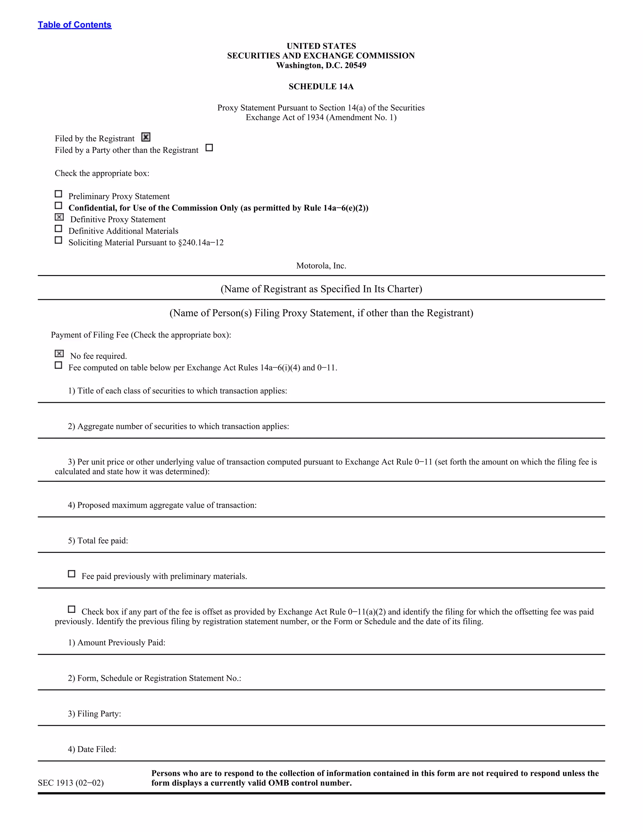 motorola 2005 Proxy Statement | PDF