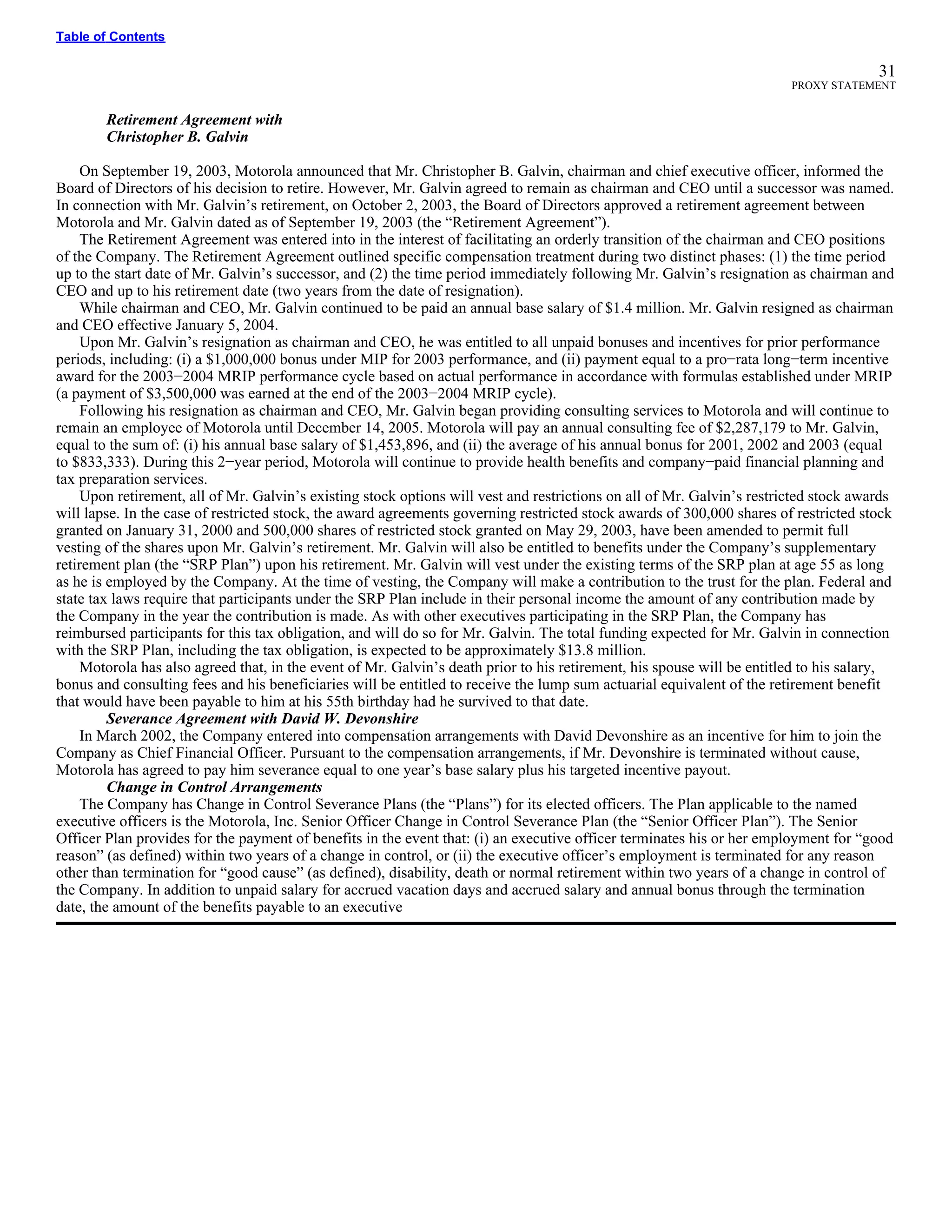 motorola 2005 Proxy Statement | PDF