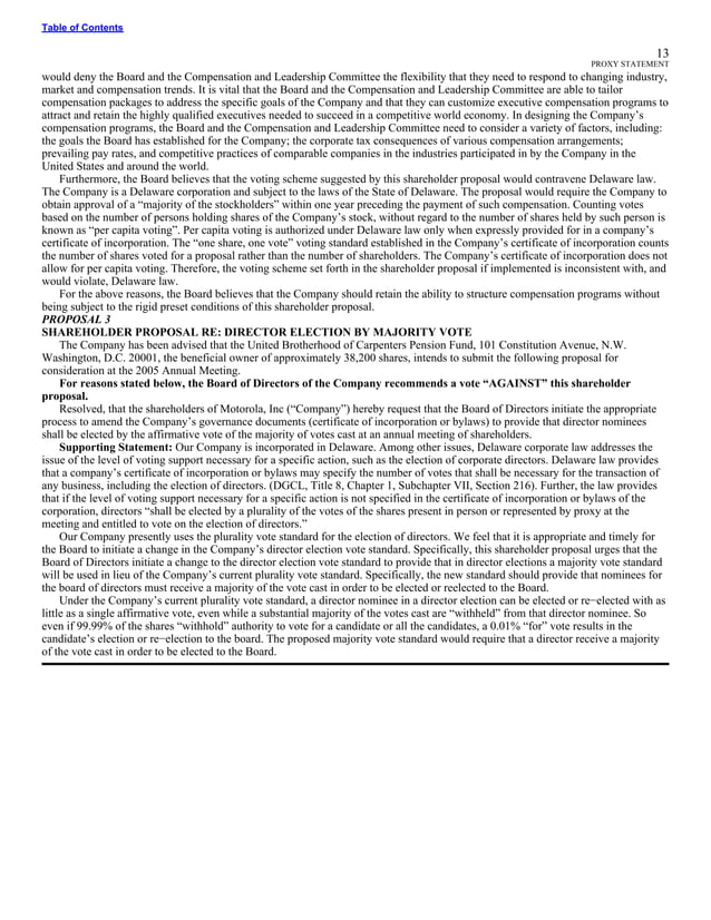 motorola 2005 Proxy Statement | PDF