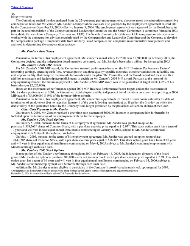 motorola 2005 Proxy Statement | PDF