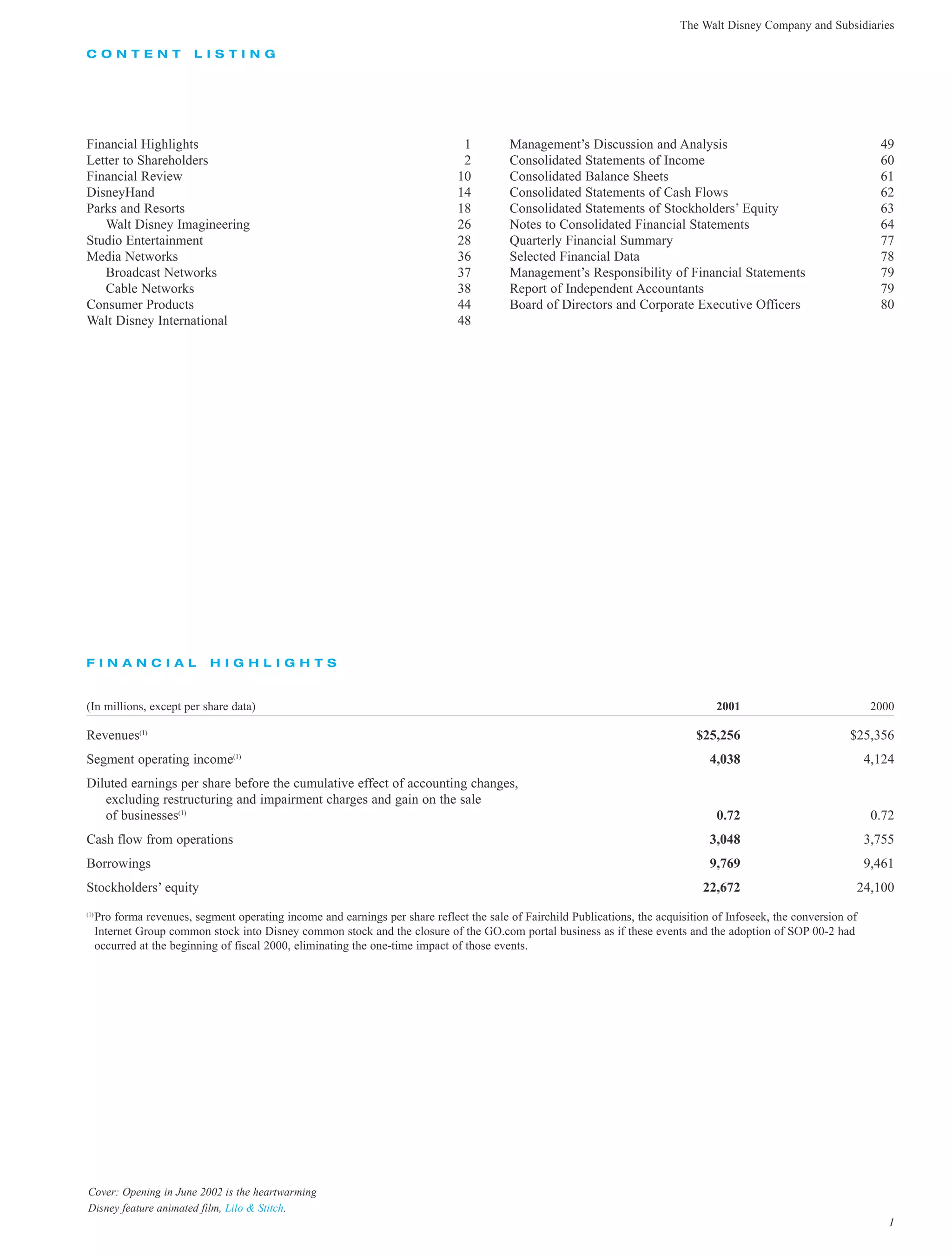 walt disney Annual Report 2001 | PDF