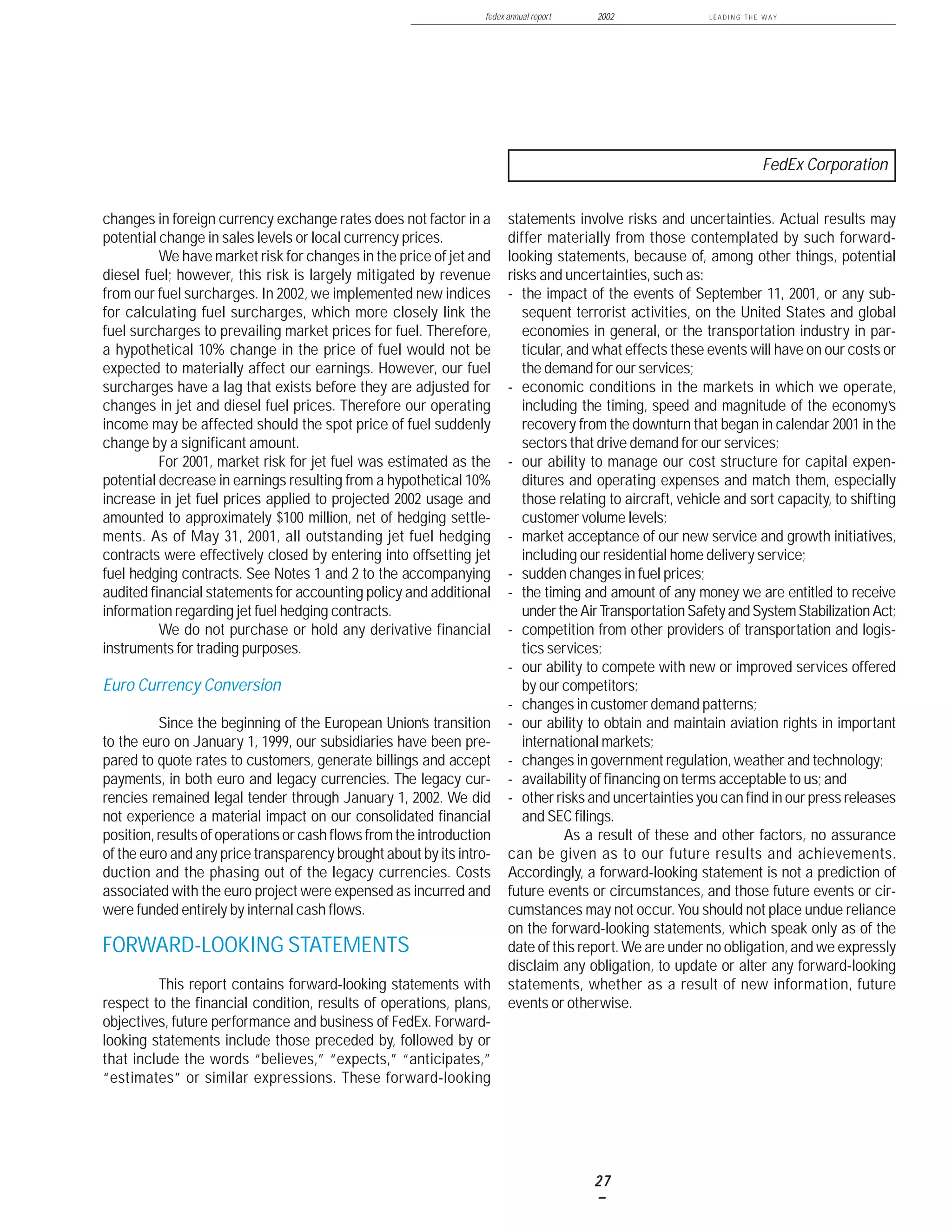 fedex Annual Reports 2002 | PDF