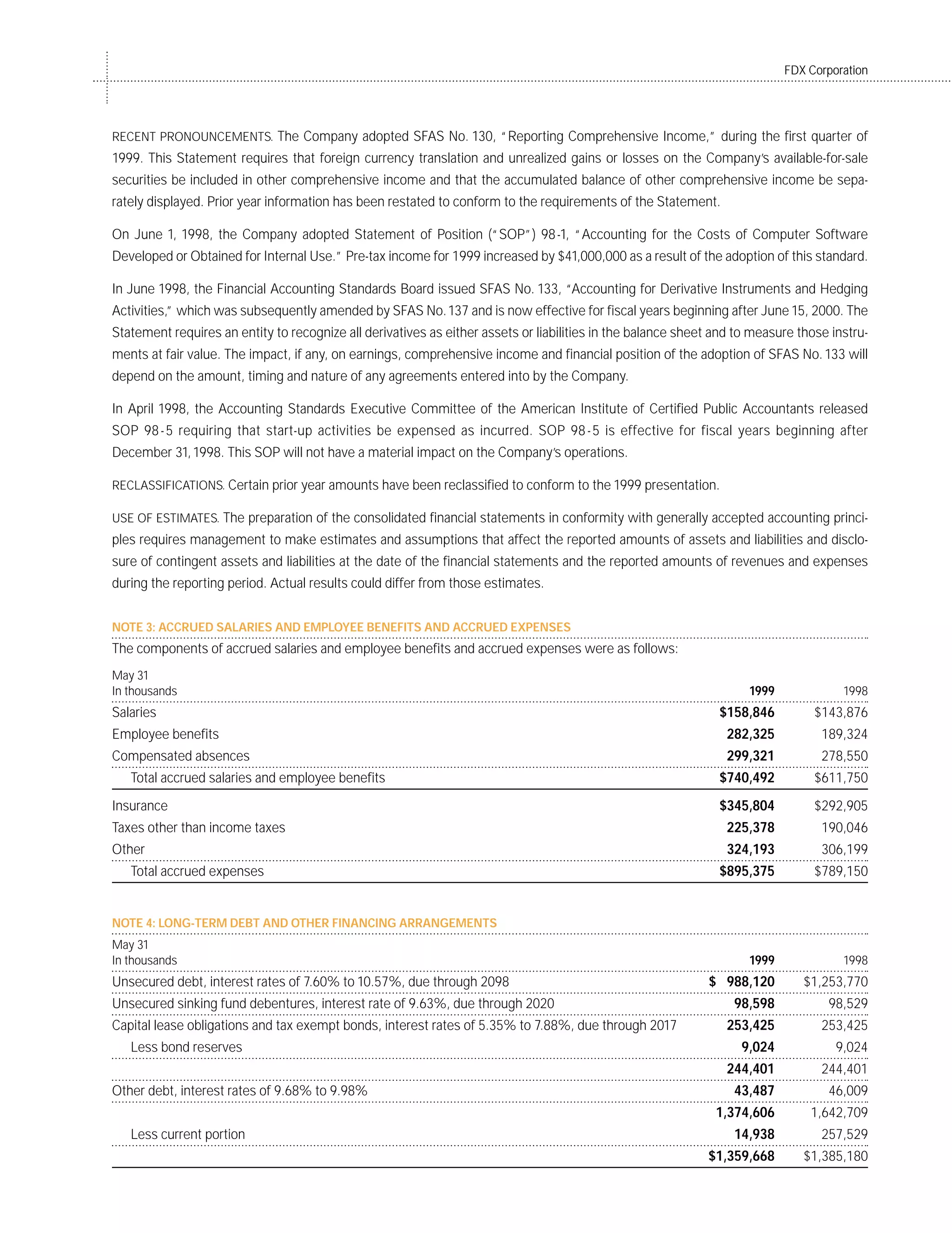 fedex Annual Reports 1999 | PDF