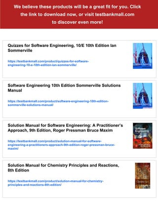 Solution Manual for Software Engineering, 9/E 9th Edition Ian Sommerville | PDF